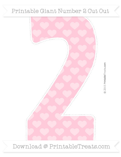 Pink Heart Pattern Giant Number 2 Cut Out — Printable Treats.com