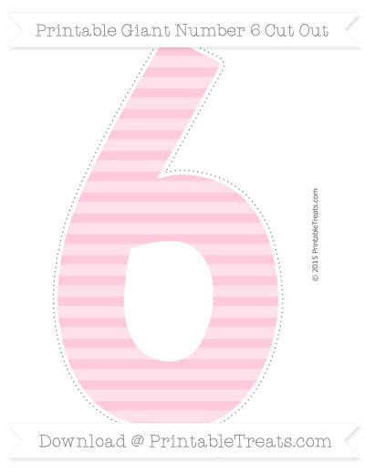 Pink Horizontal Striped Giant Number 6 Cut Out — Printable Treats.com