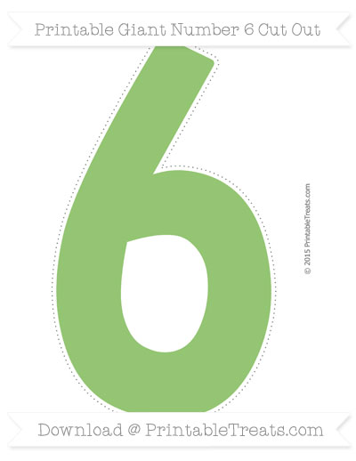 Pistachio Green Giant Number 6 Cut Out — Printable Treats.com