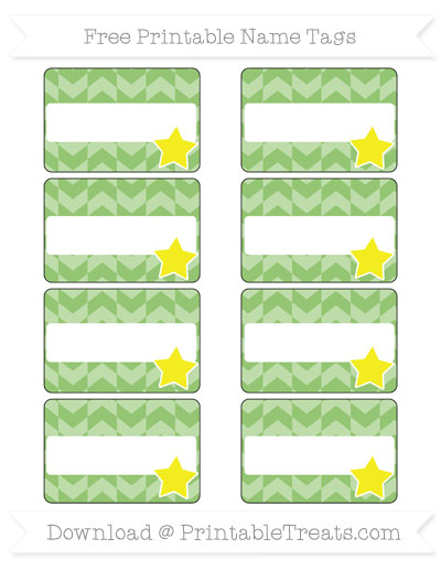 Free Pistachio Green Herringbone Pattern Star Name Tags — Printable ...