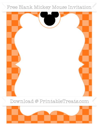 Free Pumpkin Orange Checker Pattern Blank Mickey Mouse Invitation ...