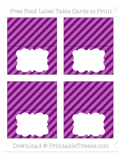 Free Purple Diagonal Striped Simple Food Labels — Printable Treats.com