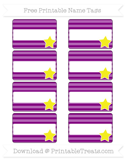 Free Purple Horizontal Striped Star Name Tags — Printable Treats.com