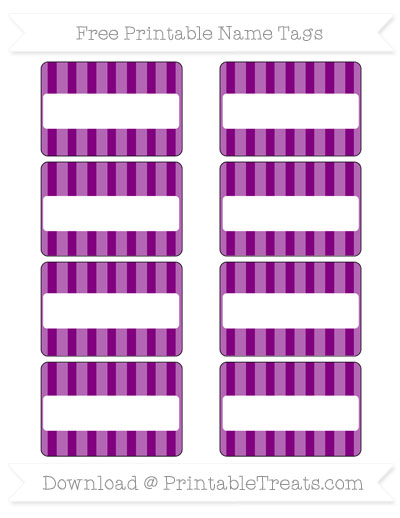Free Purple Striped Simple Name Tags — Printable Treats.com