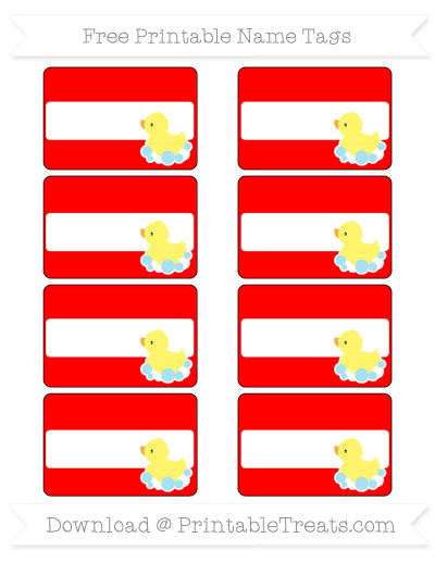 Free Red Baby Duck Name Tags — Printable Treats.com