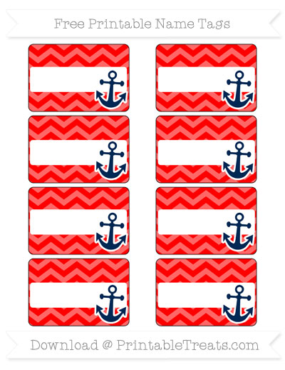 Free Red Chevron Nautical Name Tags — Printable Treats.com