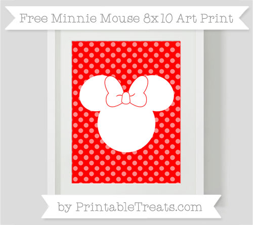 Free Red Dotted Pattern Minnie Mouse 8×10 Art Print — Printable Treats.com