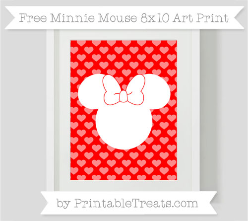 Free Red Heart Pattern Minnie Mouse 8×10 Art Print — Printable Treats.com