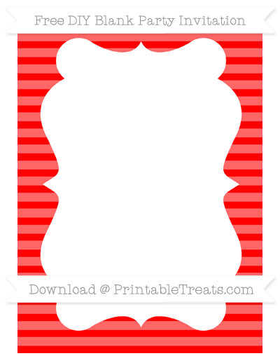 Free Red Horizontal Striped Blank Invitation — Printable Treats.com