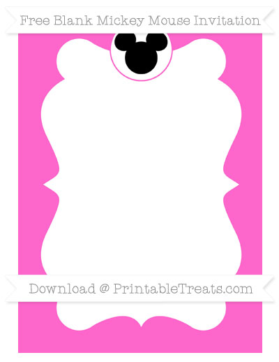 Free Rose Pink Blank Mickey Mouse Invitation — Printable Treats.com
