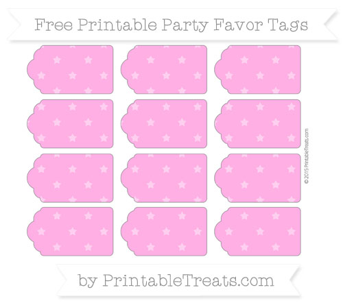 Rose Pink Star Pattern Party Favor Tags — Printable Treats.com