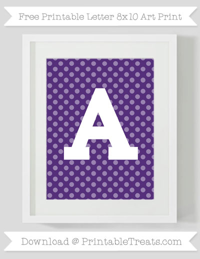 Royal Purple Dotted Pattern Letter A 8×10 Art Print — Printable Treats.com