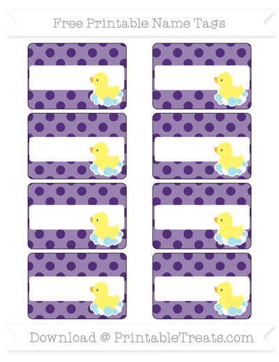 Free Royal Purple Polka Dot Baby Duck Name Tags — Printable Treats.com