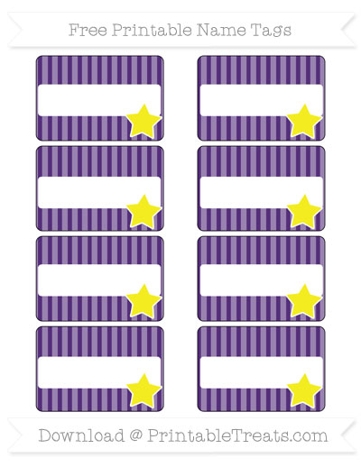 Free Royal Purple Thin Striped Pattern Star Name Tags — Printable ...
