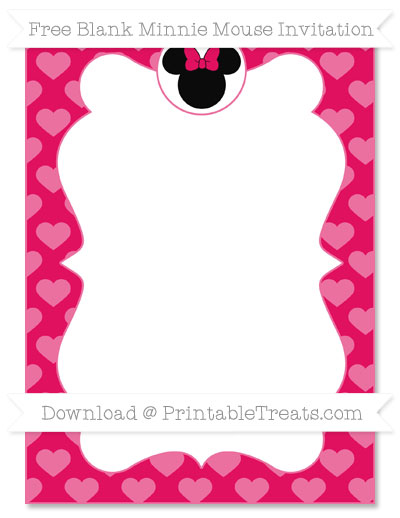 Free Ruby Pink Heart Pattern Blank Minnie Mouse Invitation — Printable ...