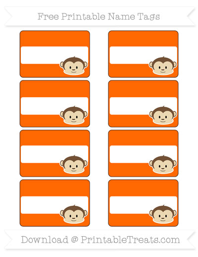 Free Safety Orange Boy Monkey Name Tags — Printable Treats.com