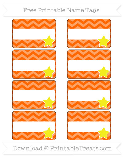 Free Safety Orange Chevron Star Name Tags — Printable Treats.com