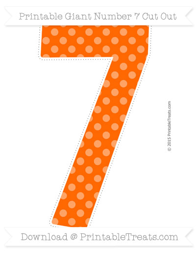 Safety Orange Dotted Pattern Giant Number 7 Cut Out — Printable Treats.com