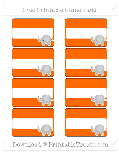Free Safety Orange Elephant Name Tags — Printable Treats.com
