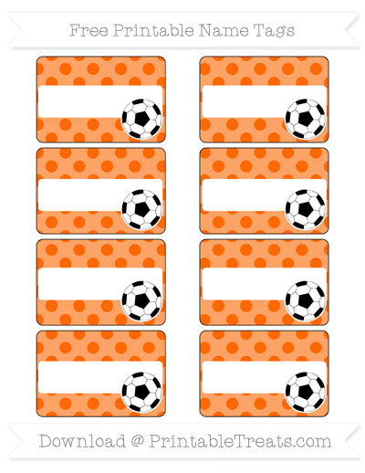 Free Safety Orange Polka Dot Soccer Name Tags — Printable Treats.com