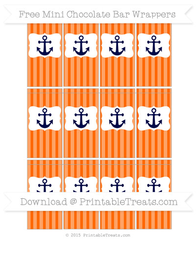 Safety Orange Thin Striped Pattern Nautical Mini Chocolate Bar Wrappers ...