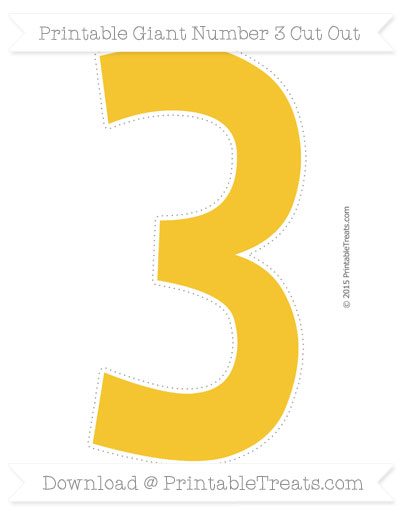 Saffron Yellow Giant Number 3 Cut Out — Printable Treats.com
