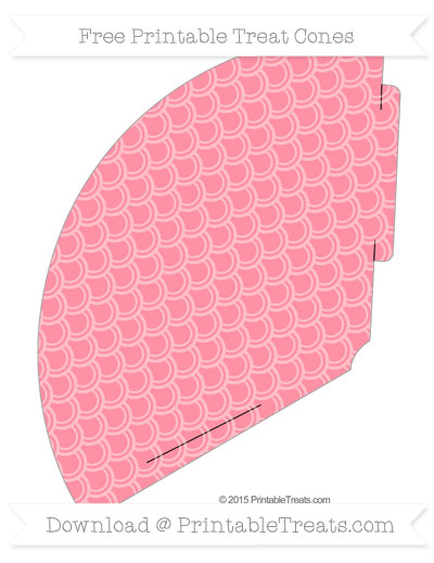 Free Salmon Pink Fish Scale Pattern Treat Cone — Printable Treats.com