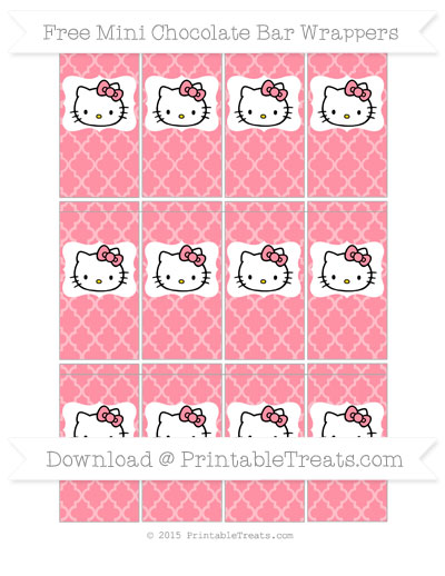 Free Salmon Pink Moroccan Tile Hello Kitty Mini Chocolate Bar Wrappers ...