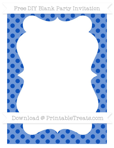 Free Sapphire Blue Polka Dot Blank Invitation — Printable Treats.com