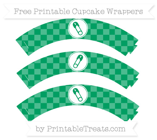 Free Shamrock Green Checker Pattern Diaper Pin Cupcake Wrappers ...