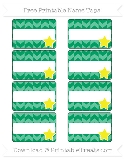 Free Shamrock Green Herringbone Pattern Star Name Tags — Printable ...