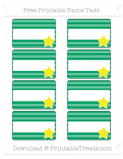 Free Shamrock Green Horizontal Striped Star Name Tags — Printable ...
