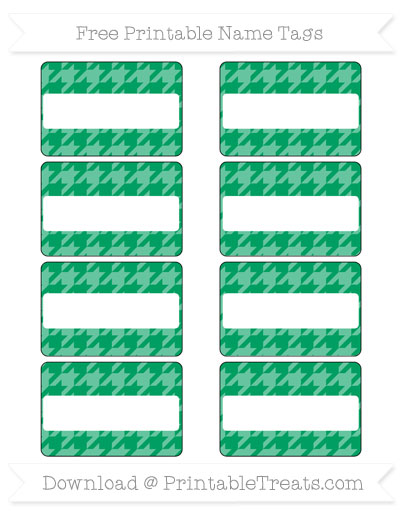 Free Shamrock Green Houndstooth Pattern Simple Name Tags — Printable ...