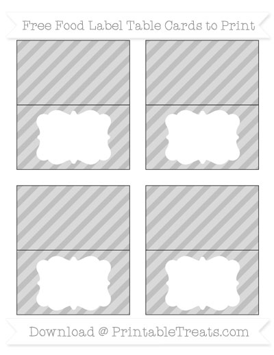 Free Silver Diagonal Striped Simple Food Labels — Printable Treats.com