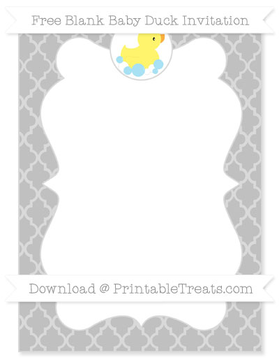Free Silver Moroccan Tile Blank Baby Duck Invitation — Printable Treats.com