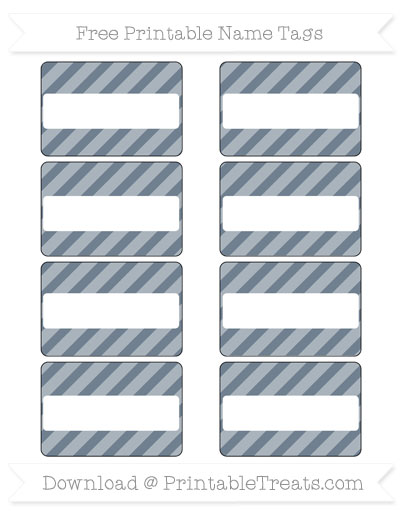 Free Slate Grey Diagonal Striped Simple Name Tags — Printable Treats.com
