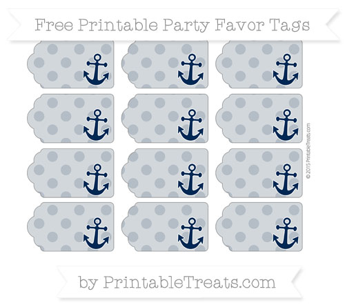 Slate Grey Polka Dot Nautical Party Favor Tags — Printable Treats.com