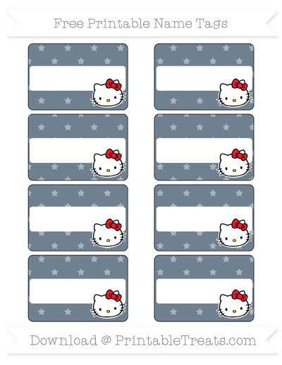 Free Slate Grey Star Pattern Hello Kitty Name Tags — Printable Treats.com