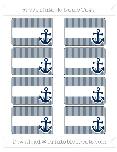 Free Slate Grey Striped Nautical Name Tags — Printable Treats.com