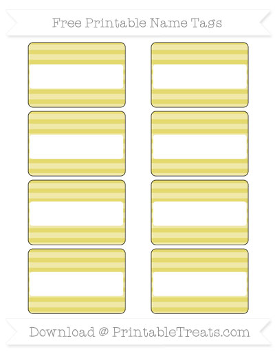 Free Straw Yellow Horizontal Striped Simple Name Tags — Printable ...