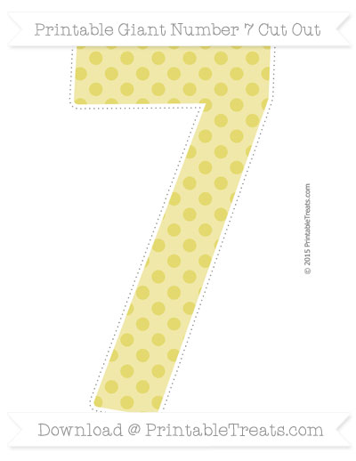 Straw Yellow Polka Dot Giant Number 7 Cut Out — Printable Treats.com