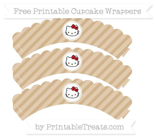 Free Tan Diagonal Striped Hello Kitty Scalloped Cupcake Wrappers ...