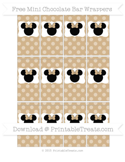 Free Tan Dotted Pattern Minnie Mouse Mini Chocolate Bar Wrappers ...