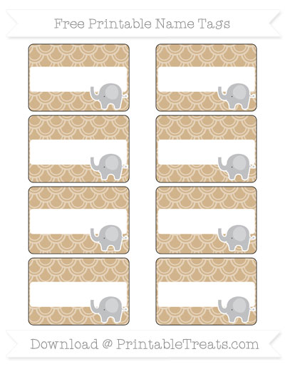 Free Tan Fish Scale Pattern Elephant Name Tags — Printable Treats.com