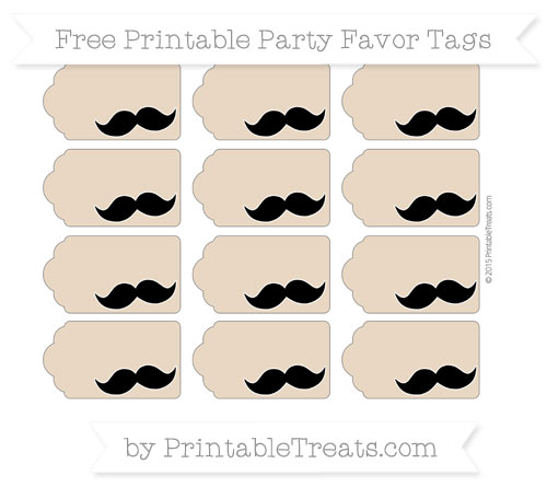 Tan Mustache Party Favor Tags — Printable Treats.com