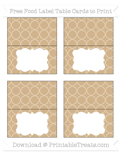 Free Tan Quatrefoil Pattern Simple Food Labels — Printable Treats.com