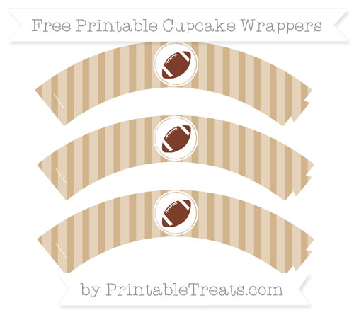 Free Tan Striped Football Cupcake Wrappers — Printable Treats.com