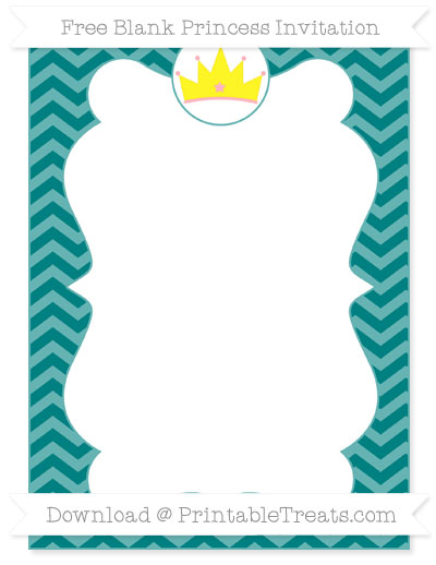 Free Teal Chevron Blank Princess Invitation — Printable Treats.com
