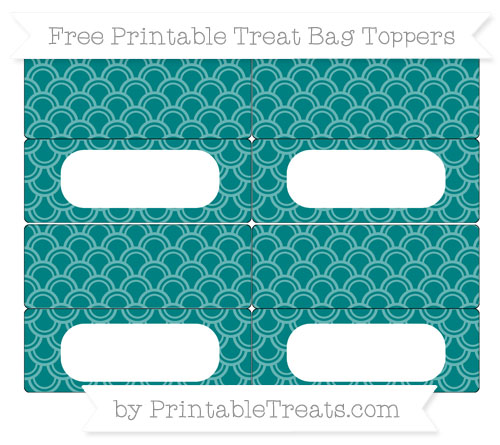 Free Teal Fish Scale Pattern Simple Treat Bag Toppers — Printable ...