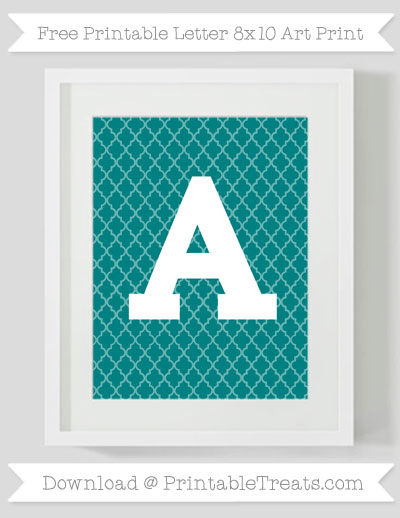 Teal Moroccan Tile Letter A 8×10 Art Print — Printable Treats.com